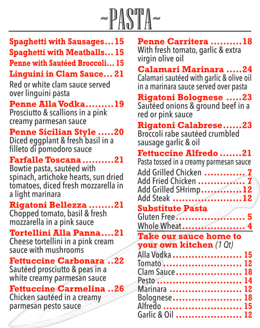 Menu - Carmelinas Pizzeria Ristorante - Pizzeria and Restaurant Menu ...